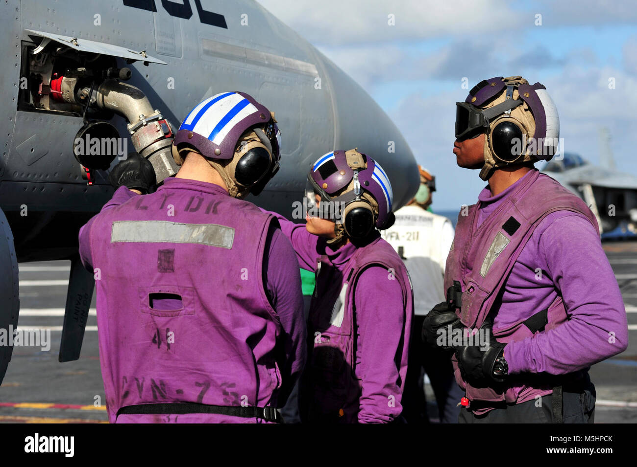 ATLANTIC OCEAN (Feb. 10, 2018) Sailors fuel an F/A-18F Super Hornet ...
