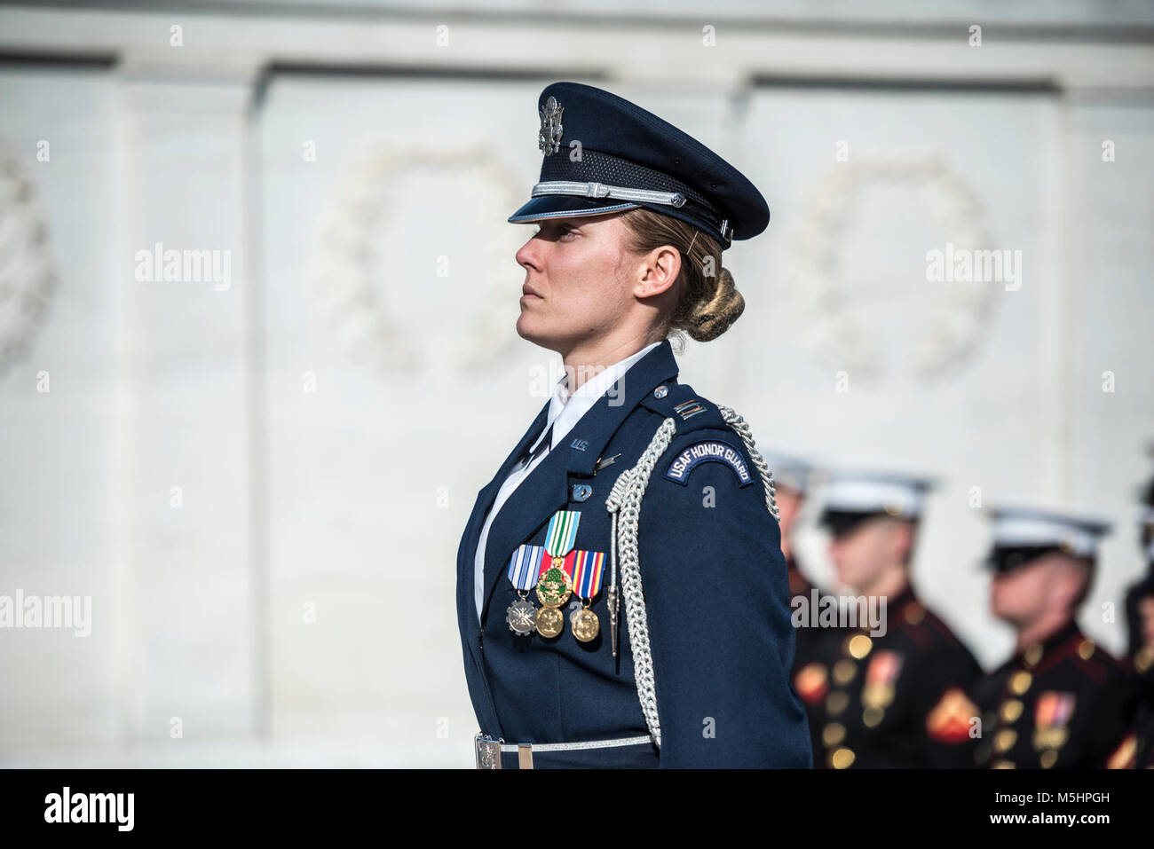 U.S. Air Force Capt. Jennifer Lee supports an Armed Forces Full Honors ...
