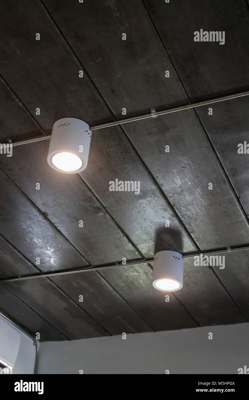 Energy efficient light bulb on ceiling, stock photo Stock Photo - Alamy