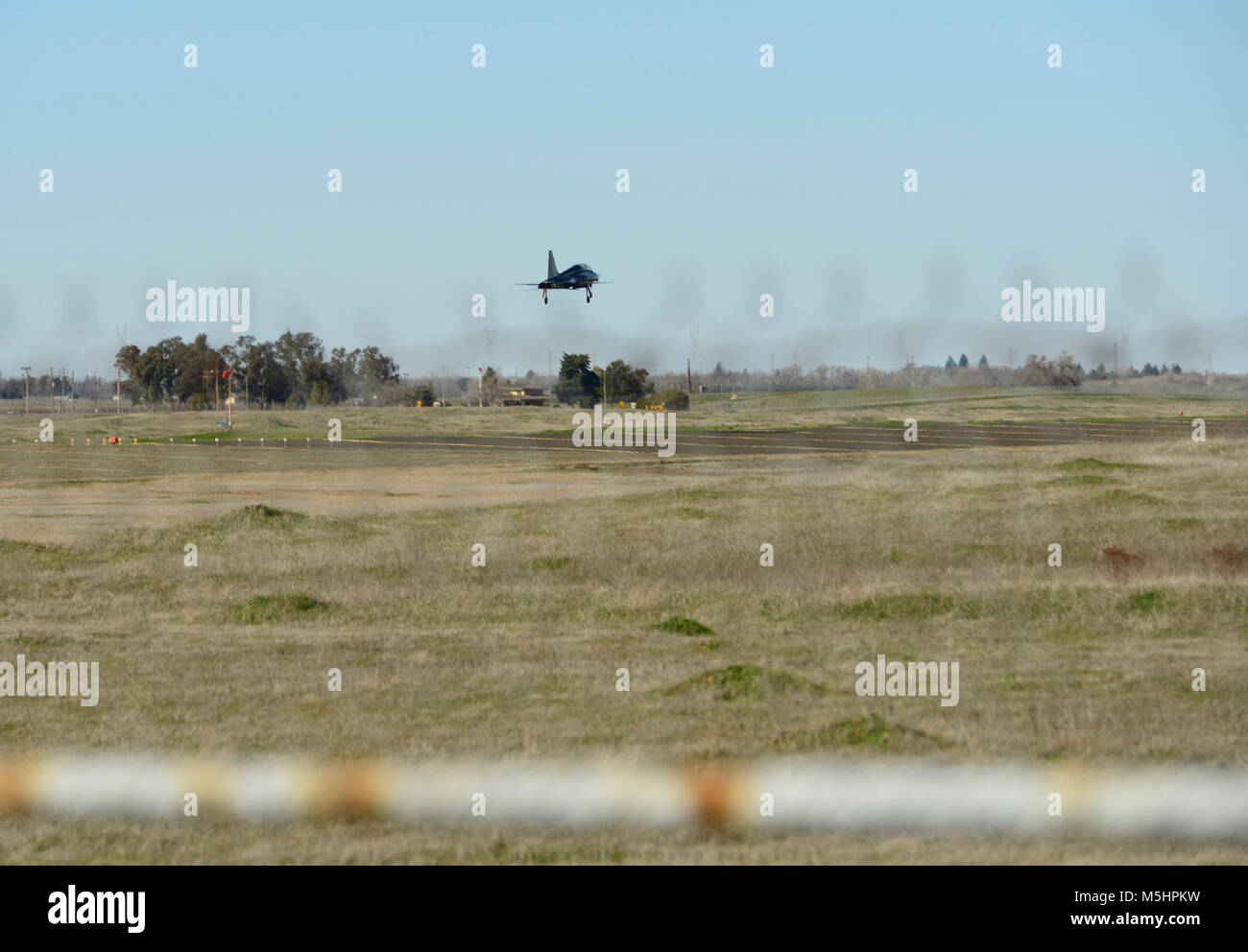 A T-38 Talon lands Feb. 12, 2018, at Beale Air Force Base, California ...