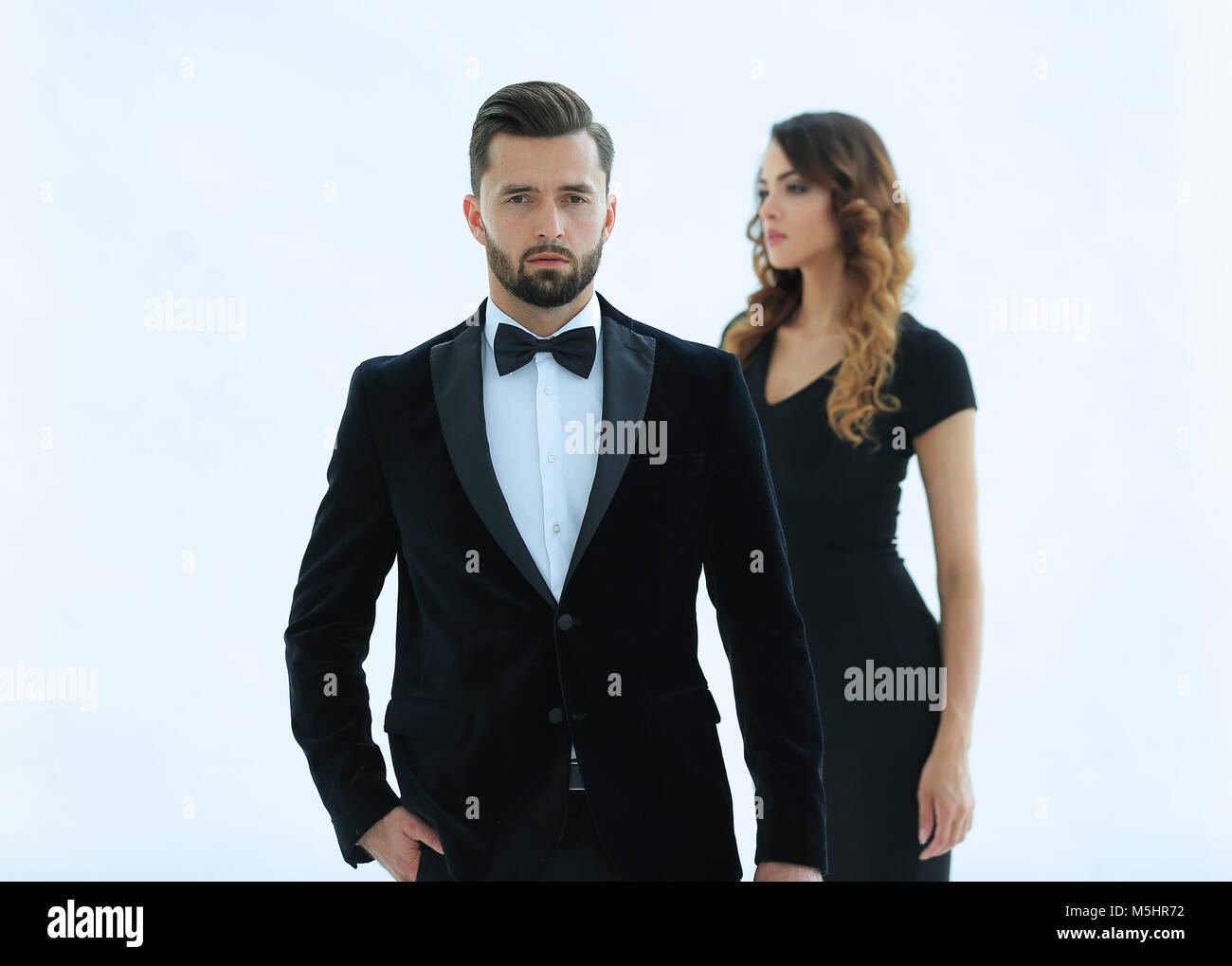 Full length of two business people isolated on white background Stock ...