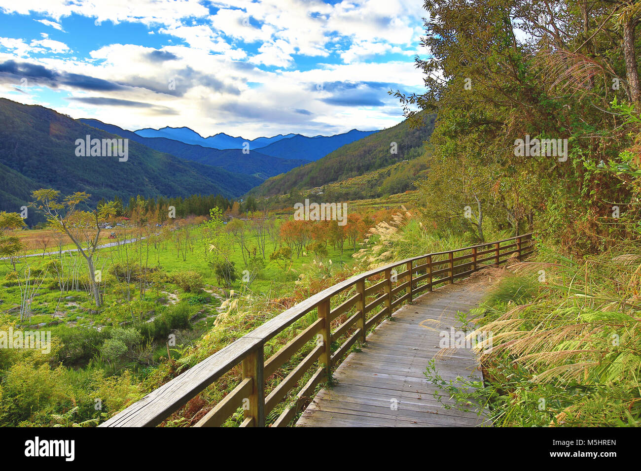 Path with wooden railing in the countryside hi-res stock photography ...