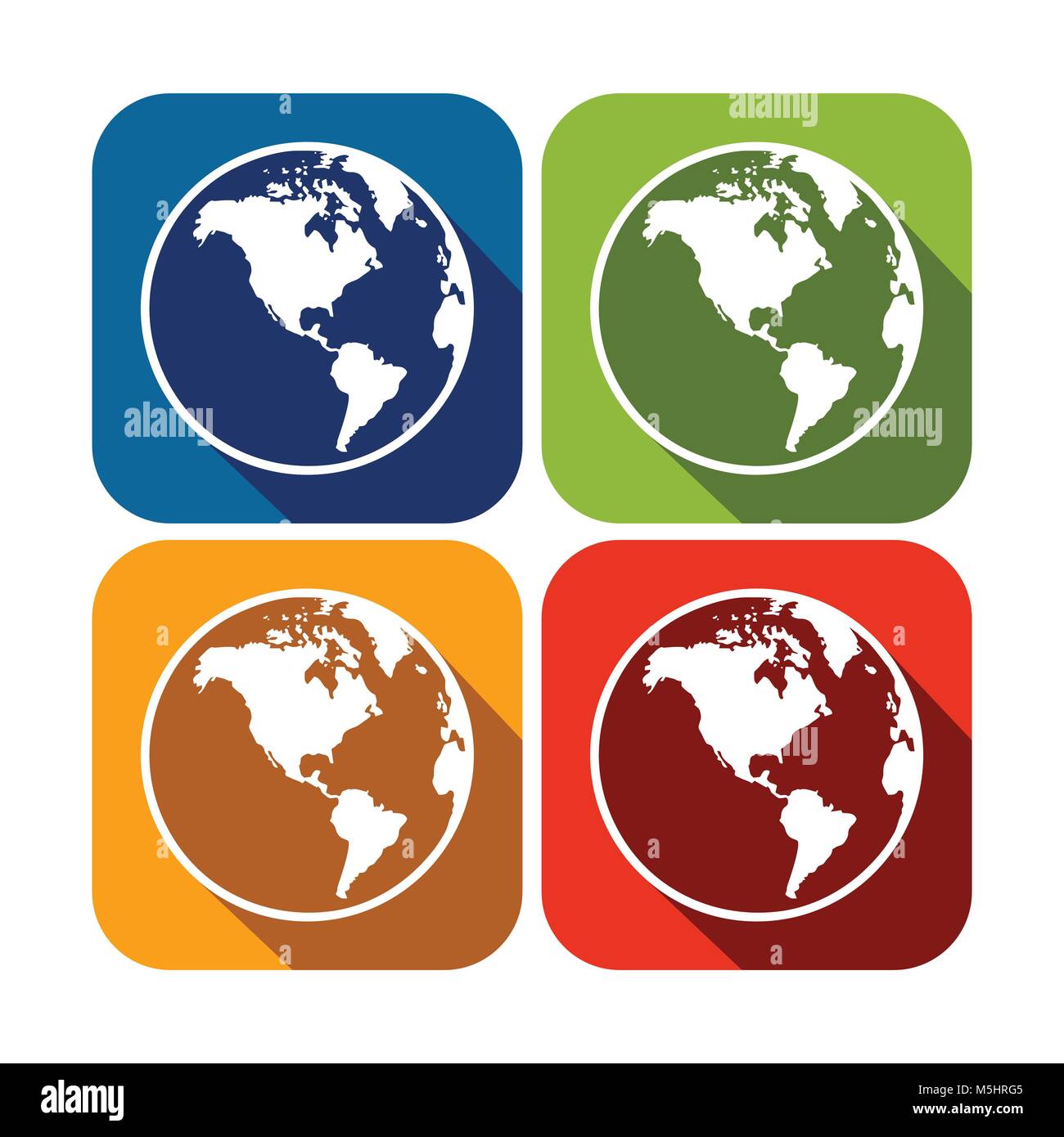 America Continent Map Globe Square Flat Icons Vector Graphic Design ...