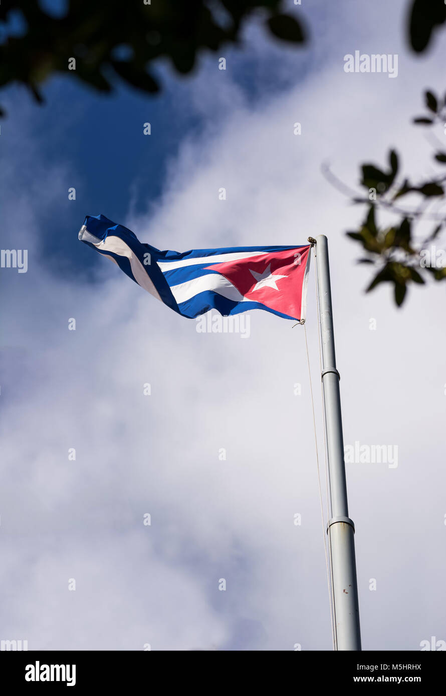Cuban flag in the sky with wind Stock Photo - Alamy