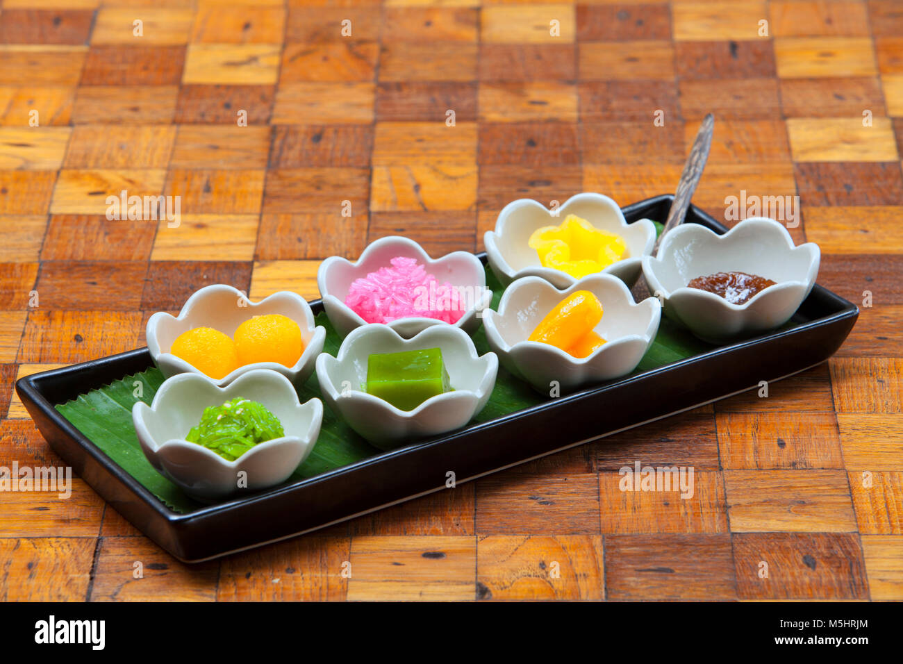 New year varity candy ,Colorful of Thai steamed layer cake in cube and ...