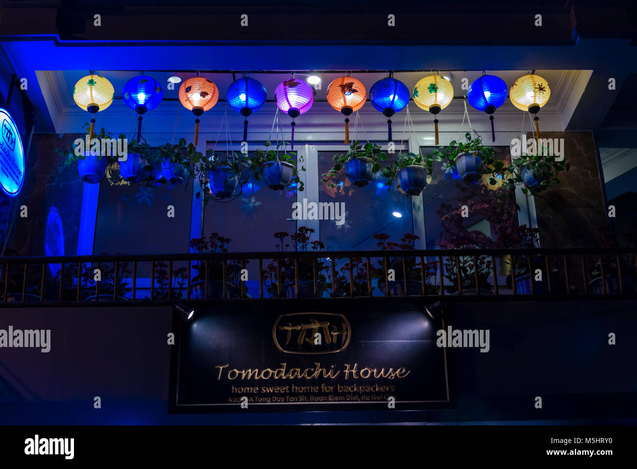 Colourful lanterns hang outside a restaurant in Hanoi Stock Photo - Alamy