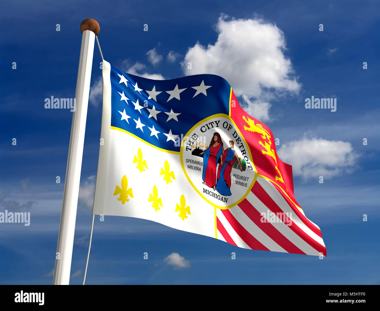 Detroit City flag (isolated with clipping path Stock Photo - Alamy