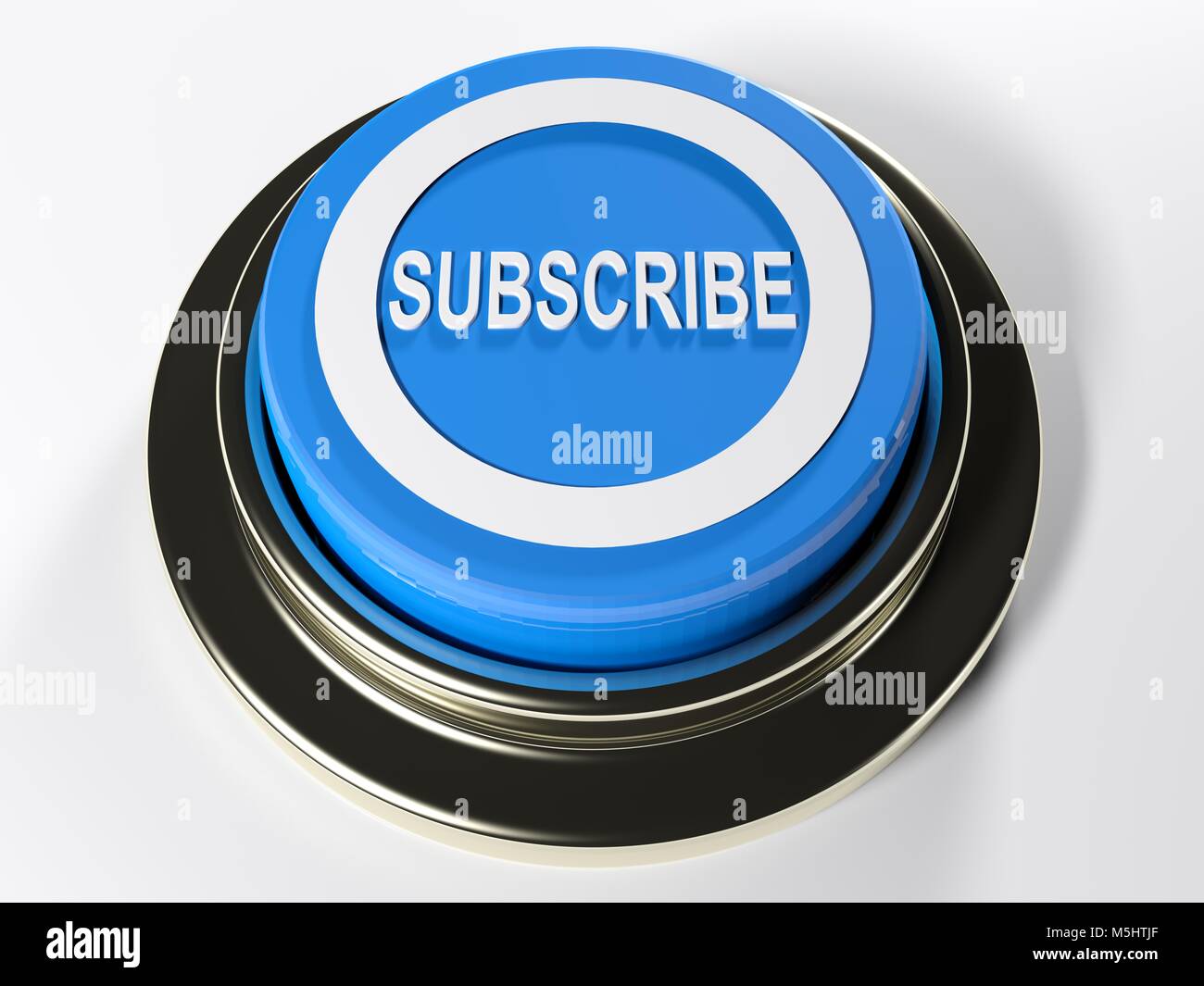 Subscribe blue push button - 3D rendering Stock Photo - Alamy