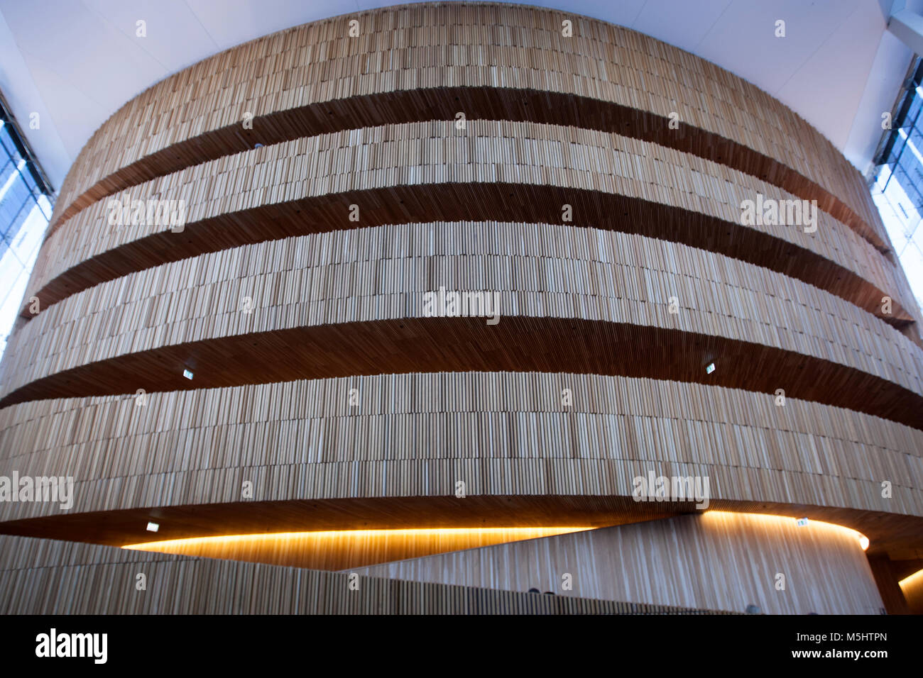 Interior of Oslo Opera House with the waving wood wall, Snøhetta ...