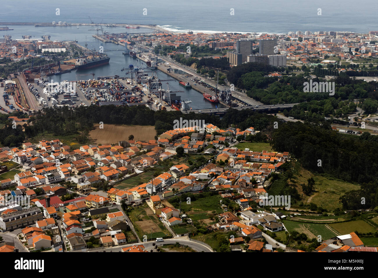 Aerial view to the port of Leixoes in Matosinhos, Porto, Portugal Stock ...