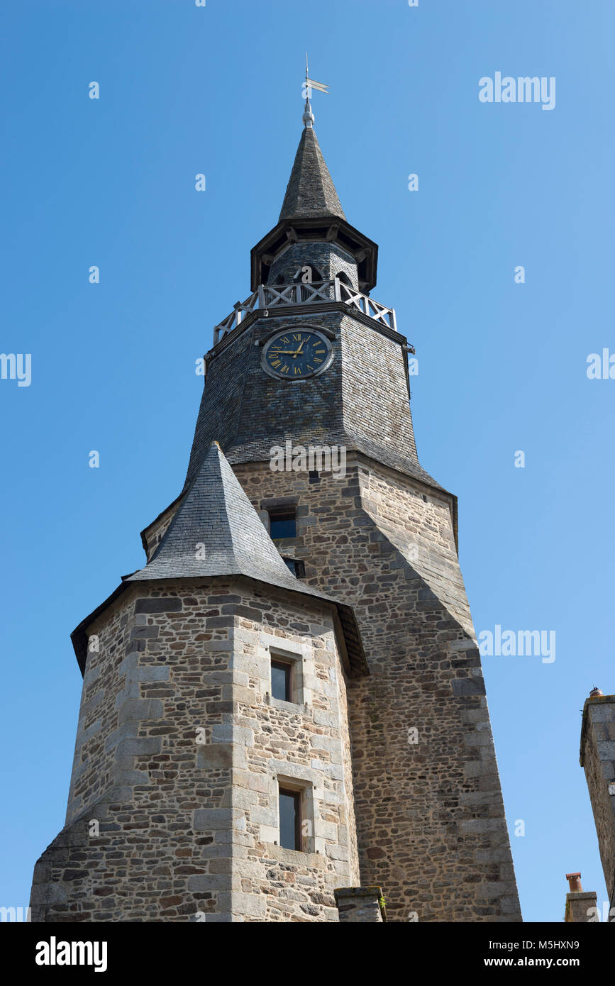 The 15th century Clock Tower in the historic centre of Dinan, France ...