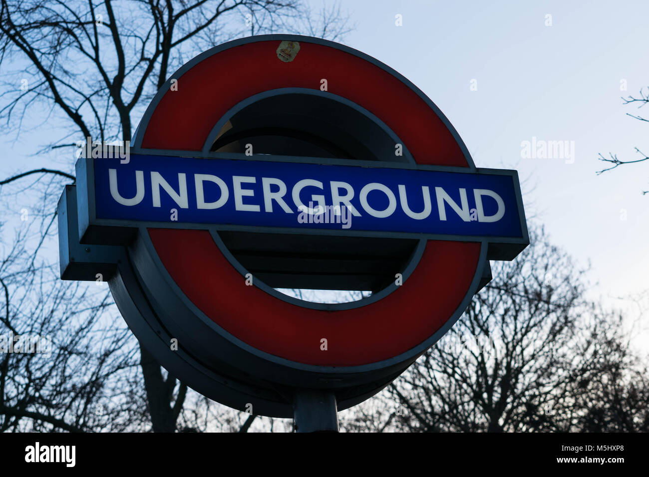 London, United Kingdom, February 17, 2018: London underground sign on ...