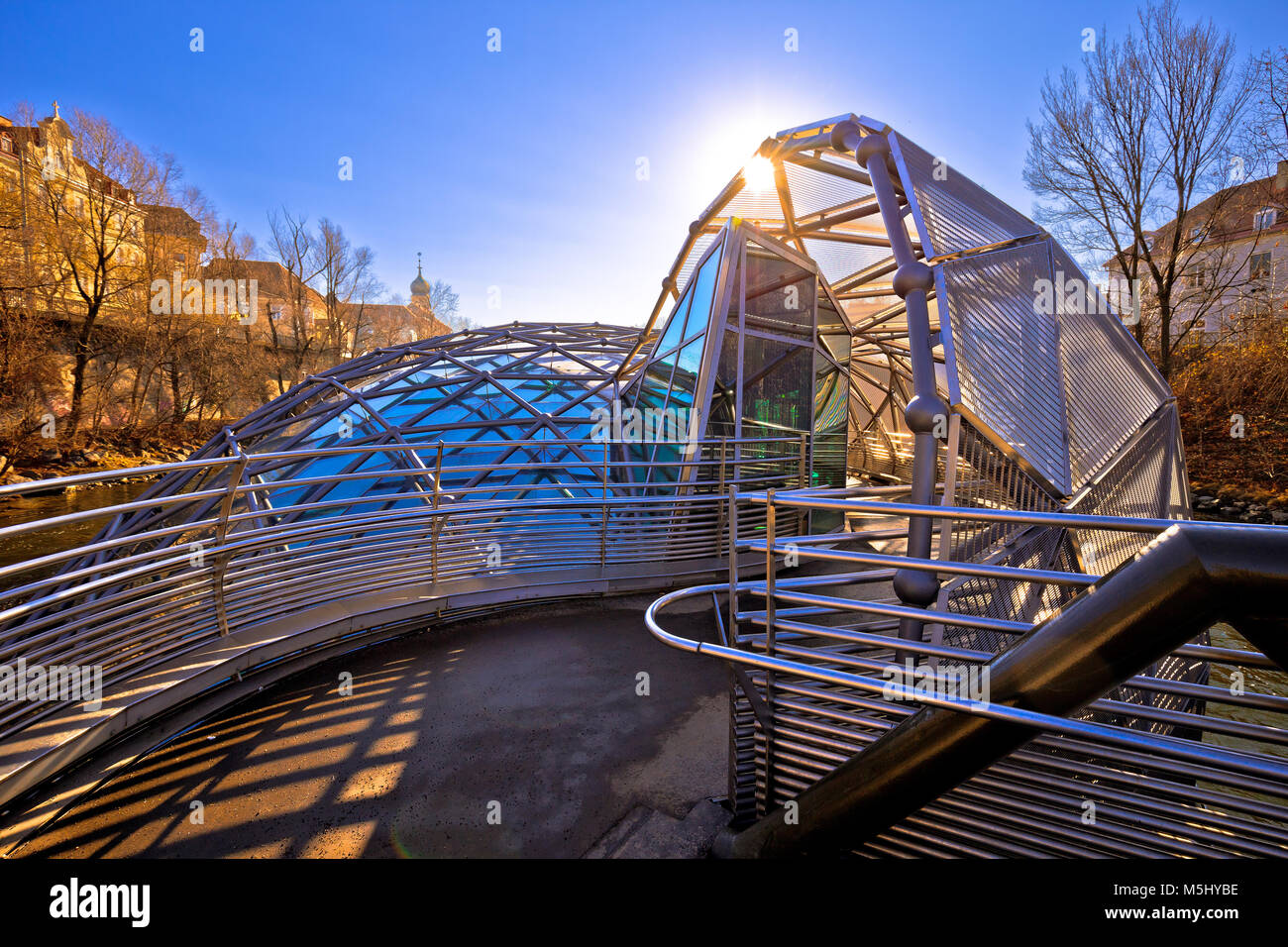 City of Graz Mur river and Murinsel view, Styria region of Austria ...
