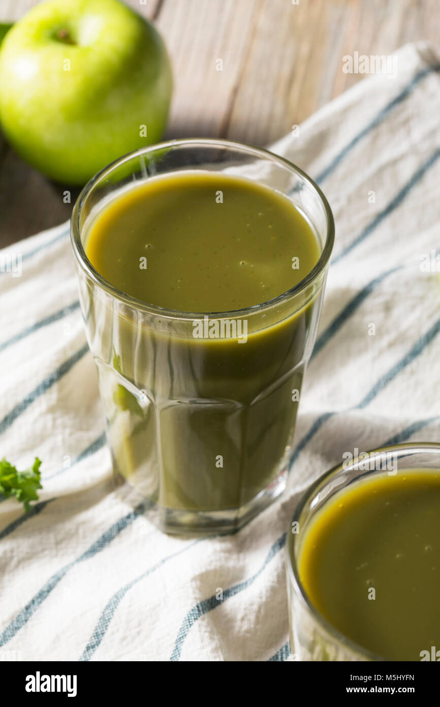 Healthy Organic Green Juice Smoothie in a Glass Stock Photo - Alamy