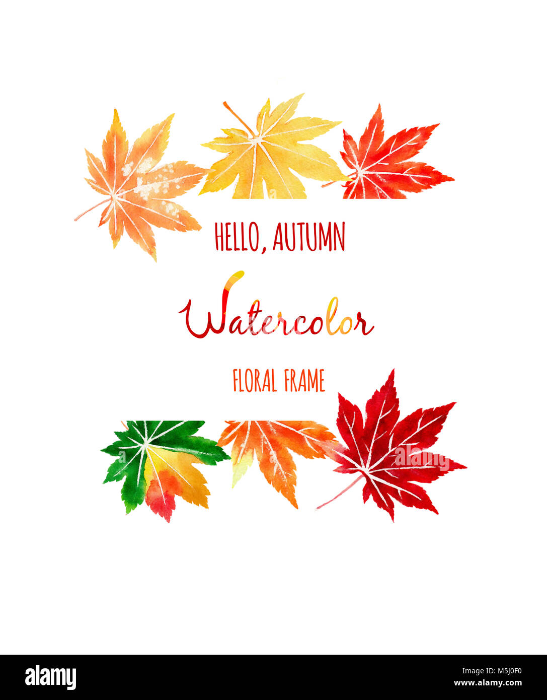 Watercolor frame yellow autumn Cut Out Stock Images & Pictures - Alamy