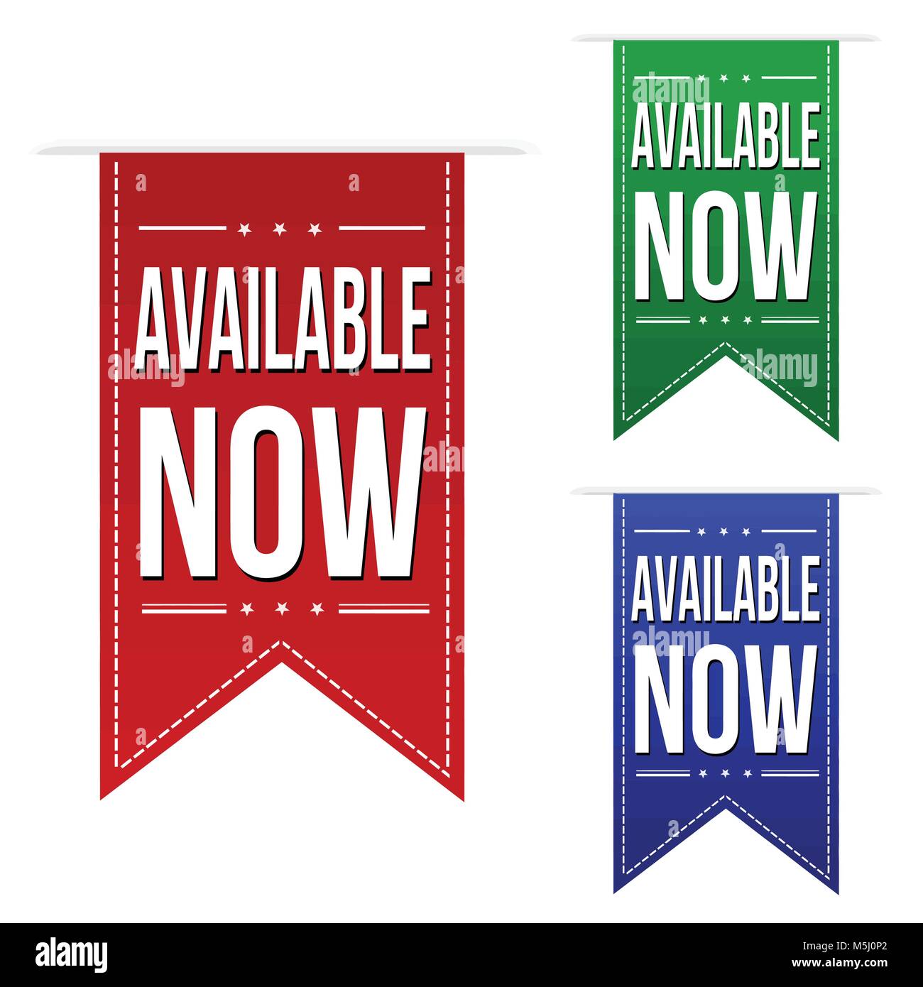 Available now banner design set over a white background, vector ...