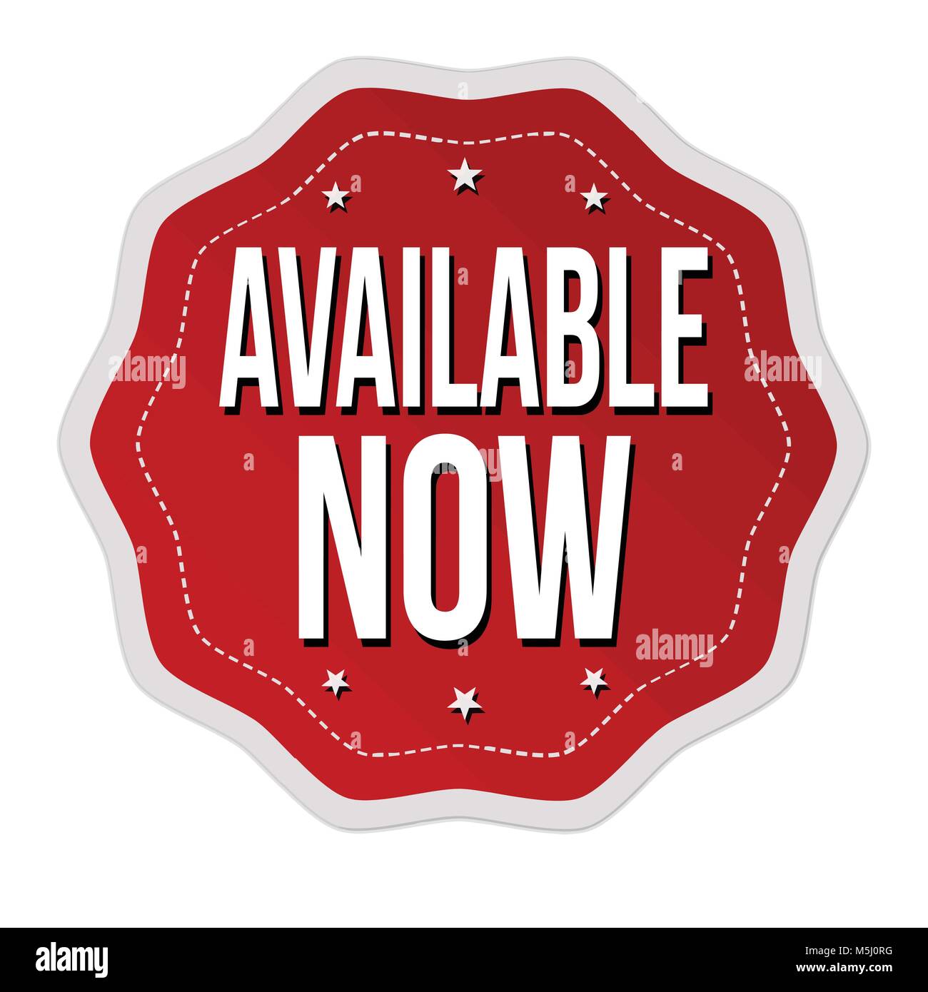 Available now label or sticker on white background, vector illustration ...