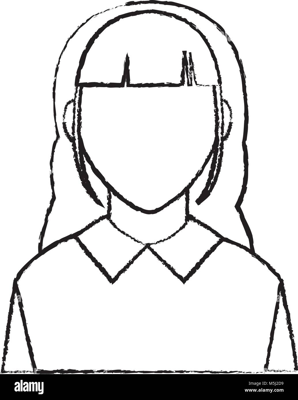 grunge avatar woman with default face and blouse vector illustration ...
