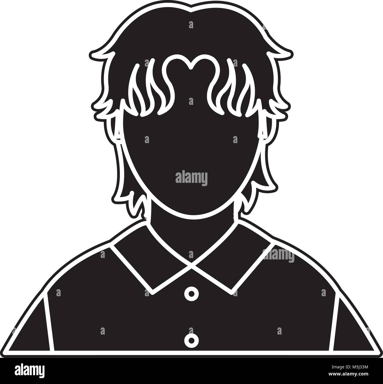 silhouette avatar man with default face and shirt vector illustration ...