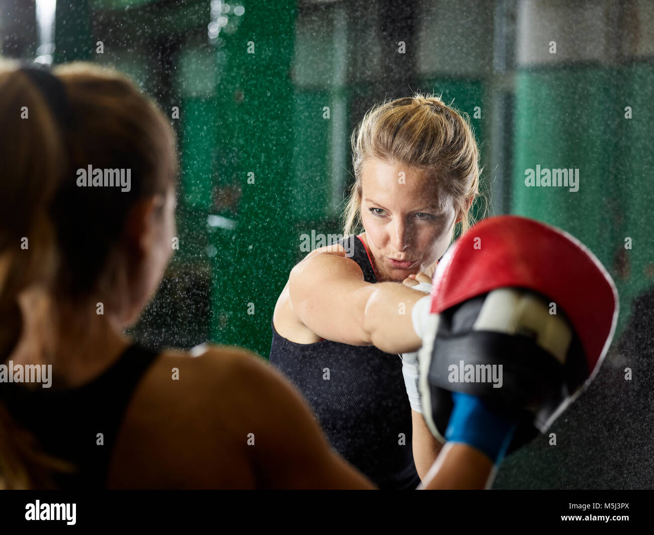 Two women having martial arts training Stock Photo - Alamy