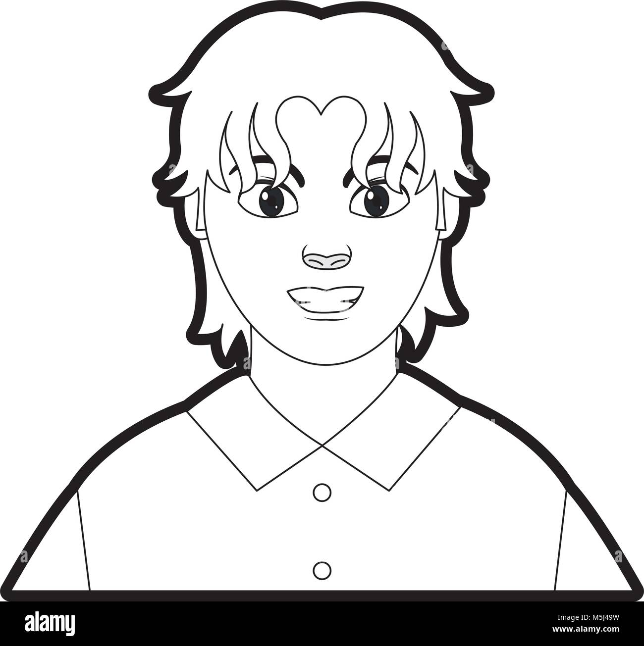 outline avatar man with shirt and hairstyle design vector illustration ...