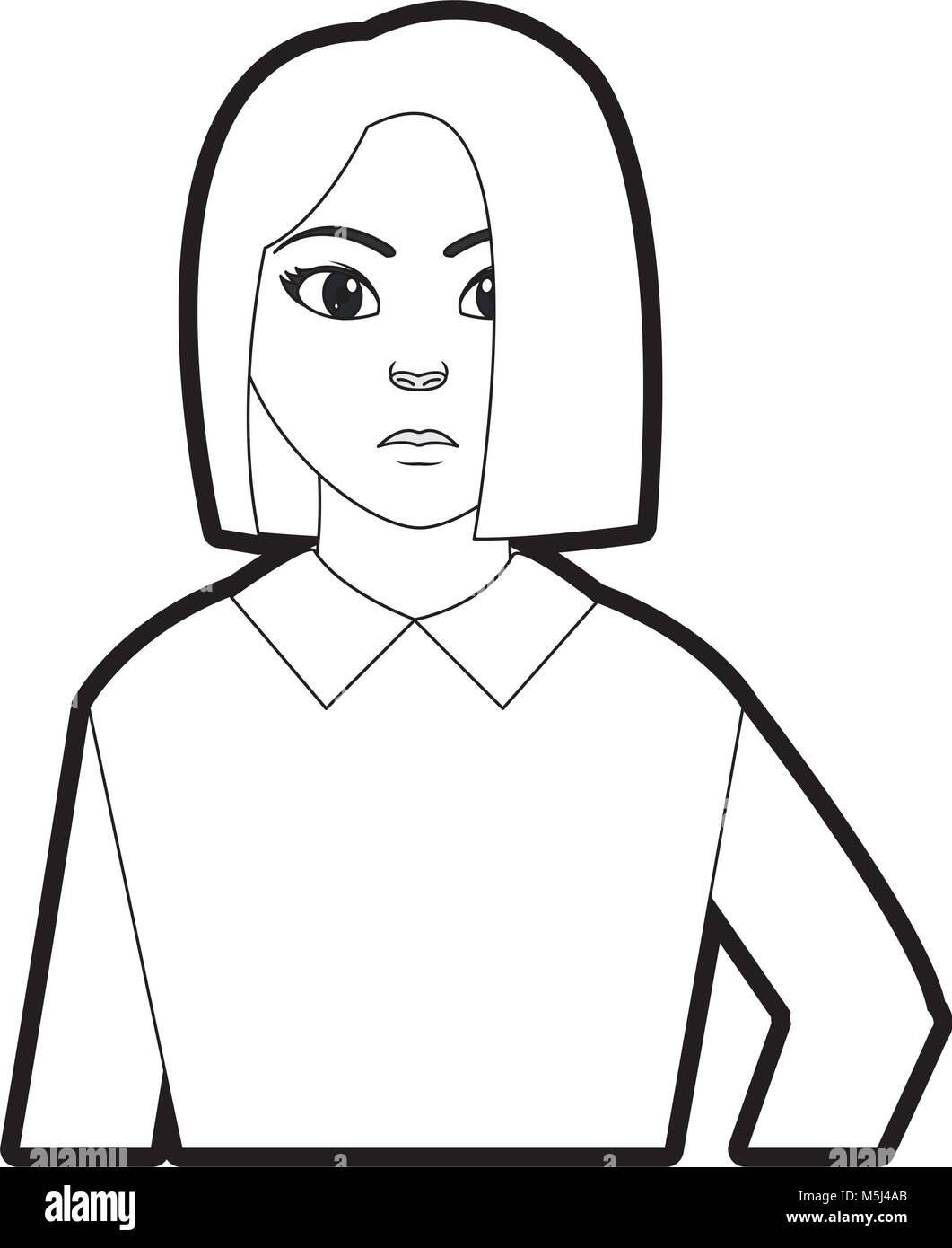 outline avatar woman with elegant blouse style vector illustration ...