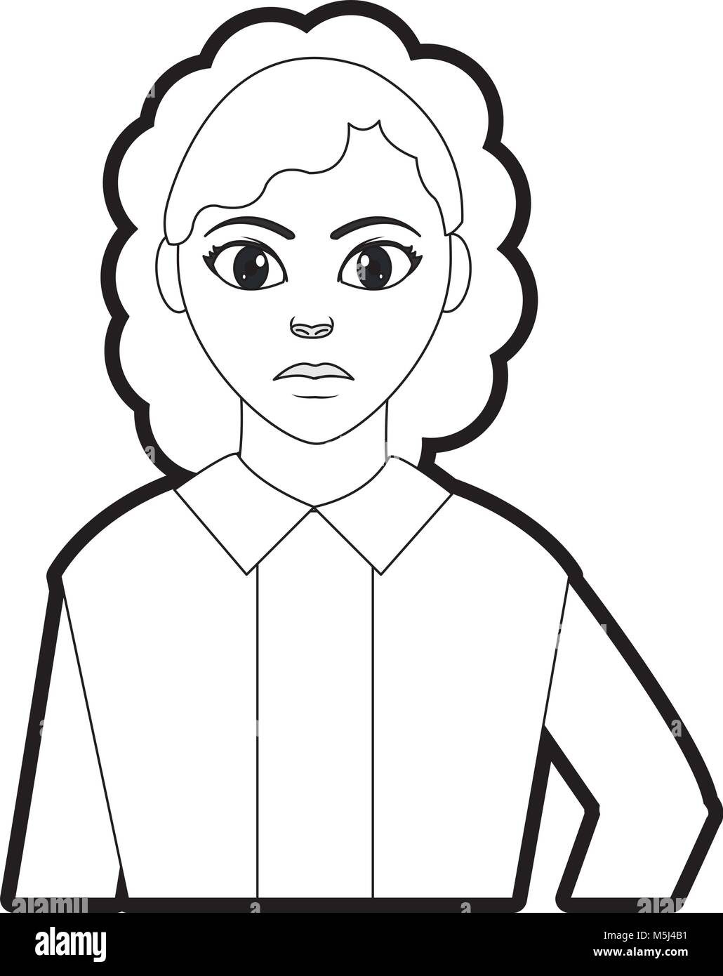 outline avatar woman with hairstyle and facial expression vector ...