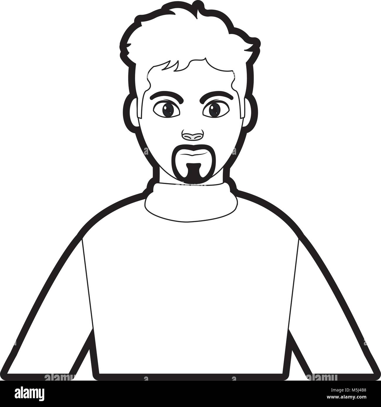 outline avatar man with shirt design and hairstyle vector illustration ...