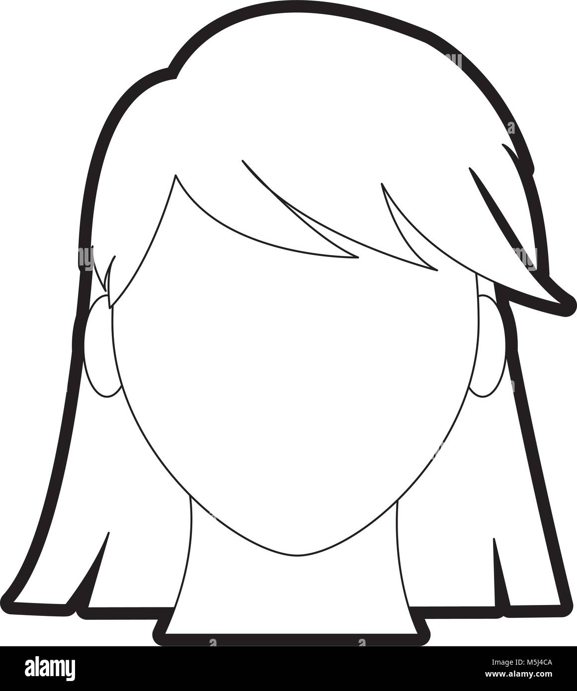 outline avatar woman faceless with hairstyle design vector illustration ...