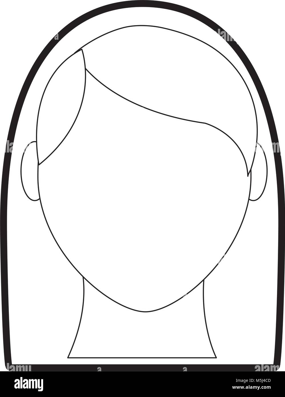 outline avatar head woman with hairstyle and faceless vector ...