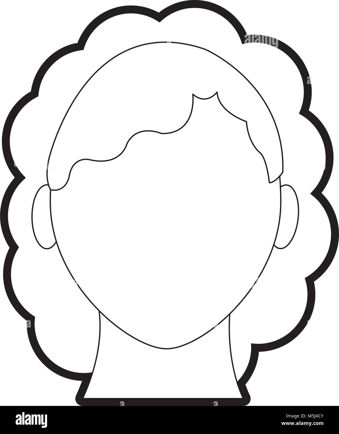 outline user woman head with faceless and hairstyle vector illustration ...