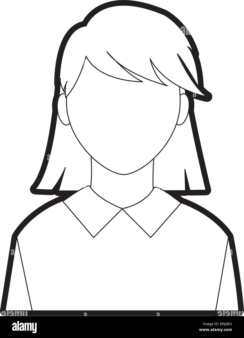 outline avatar woman with faceless and elegant blouse vector ...