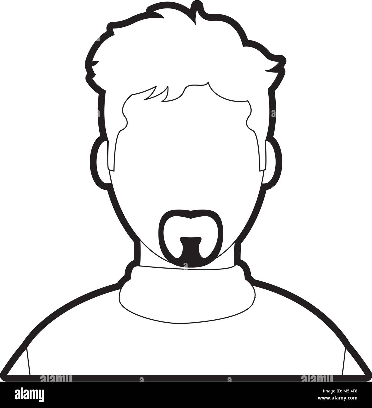outline avatar man with casual shirt and faceless vector illustration ...