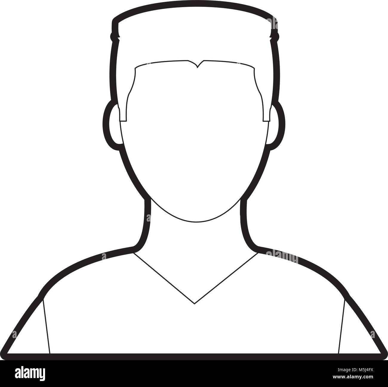 outline avatar man with shirt and default face vector illustration ...