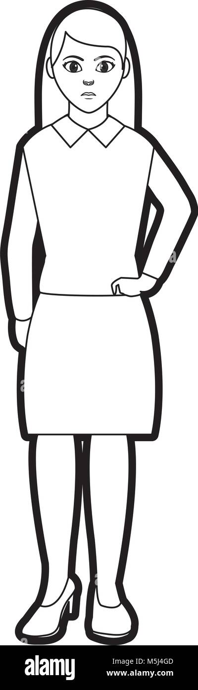 outline woman with elegan blouse and hairstyle design vector ...