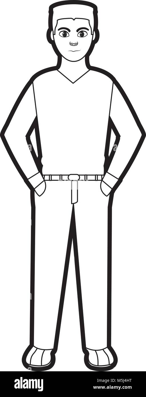 outline man with elegant shirt and pant style vector illustration Stock ...