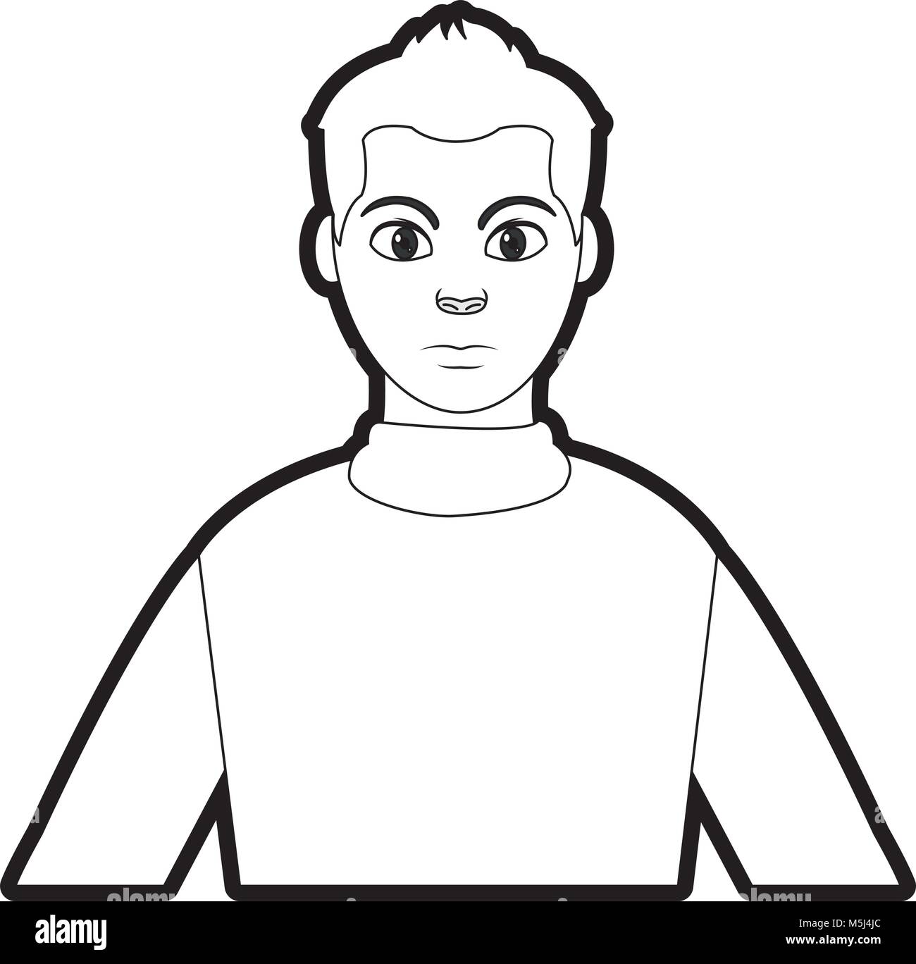 outline profile man with hairstyle design and shirt vector illustration ...