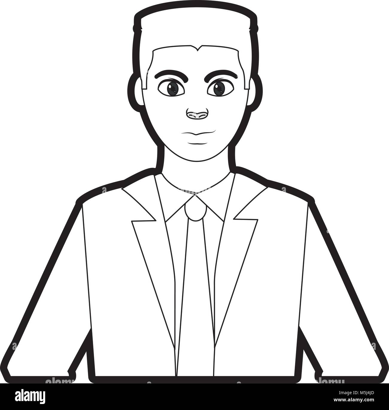 outline profile man with elegant shirt and tie vector illustration ...