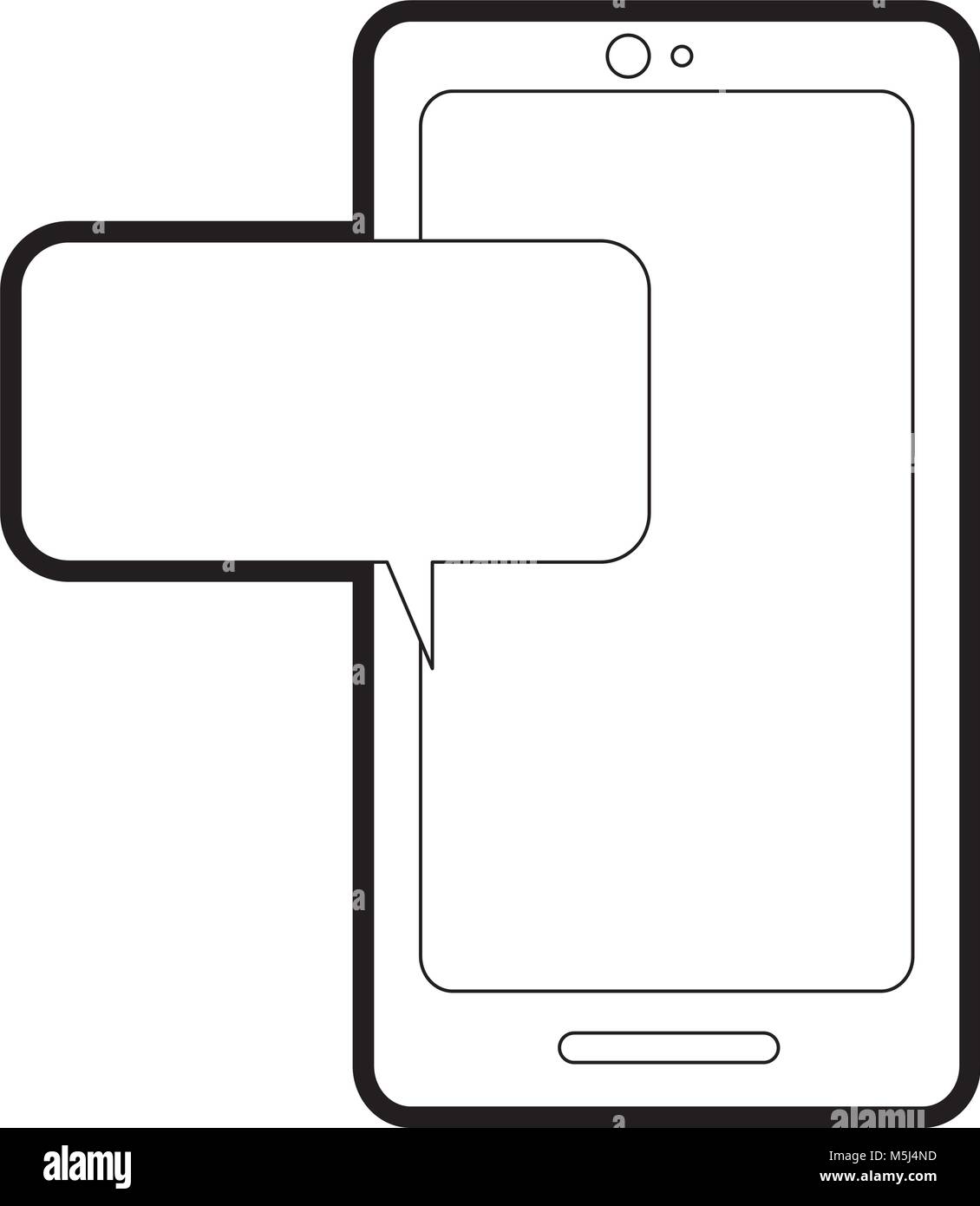 outline smartphone technology with chat bubble message vector ...