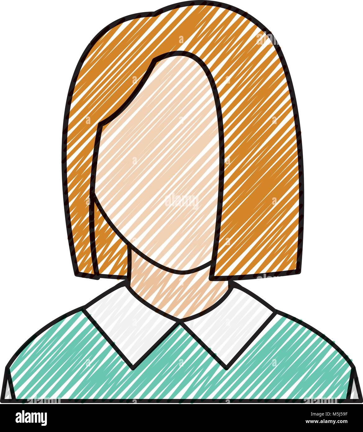 doodle avatar woman with elegant blouse and faceless vector ...