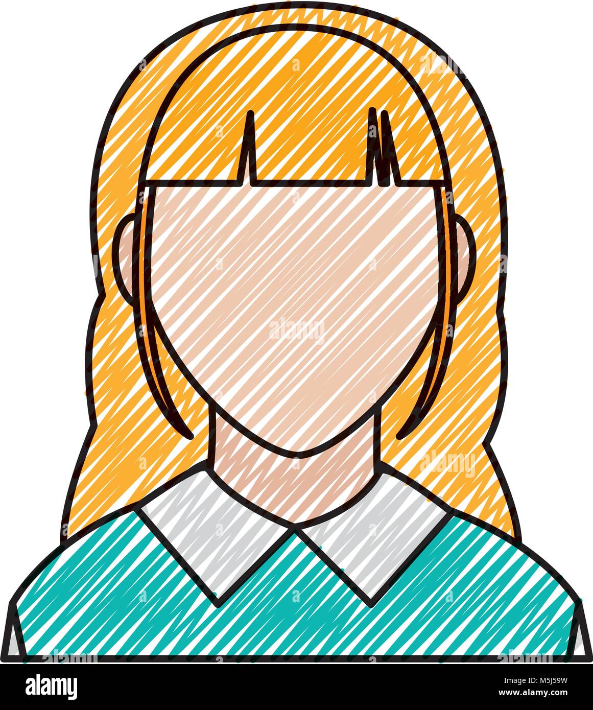 doodle avatar woman with default face and blouse vector illustration ...