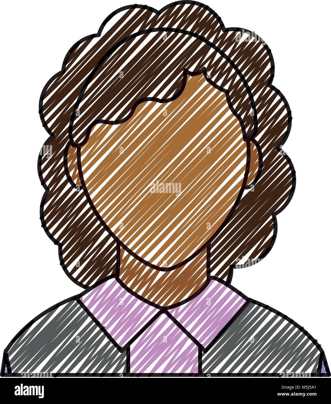 doodle avatar woman with blouse and default face vector illustration ...