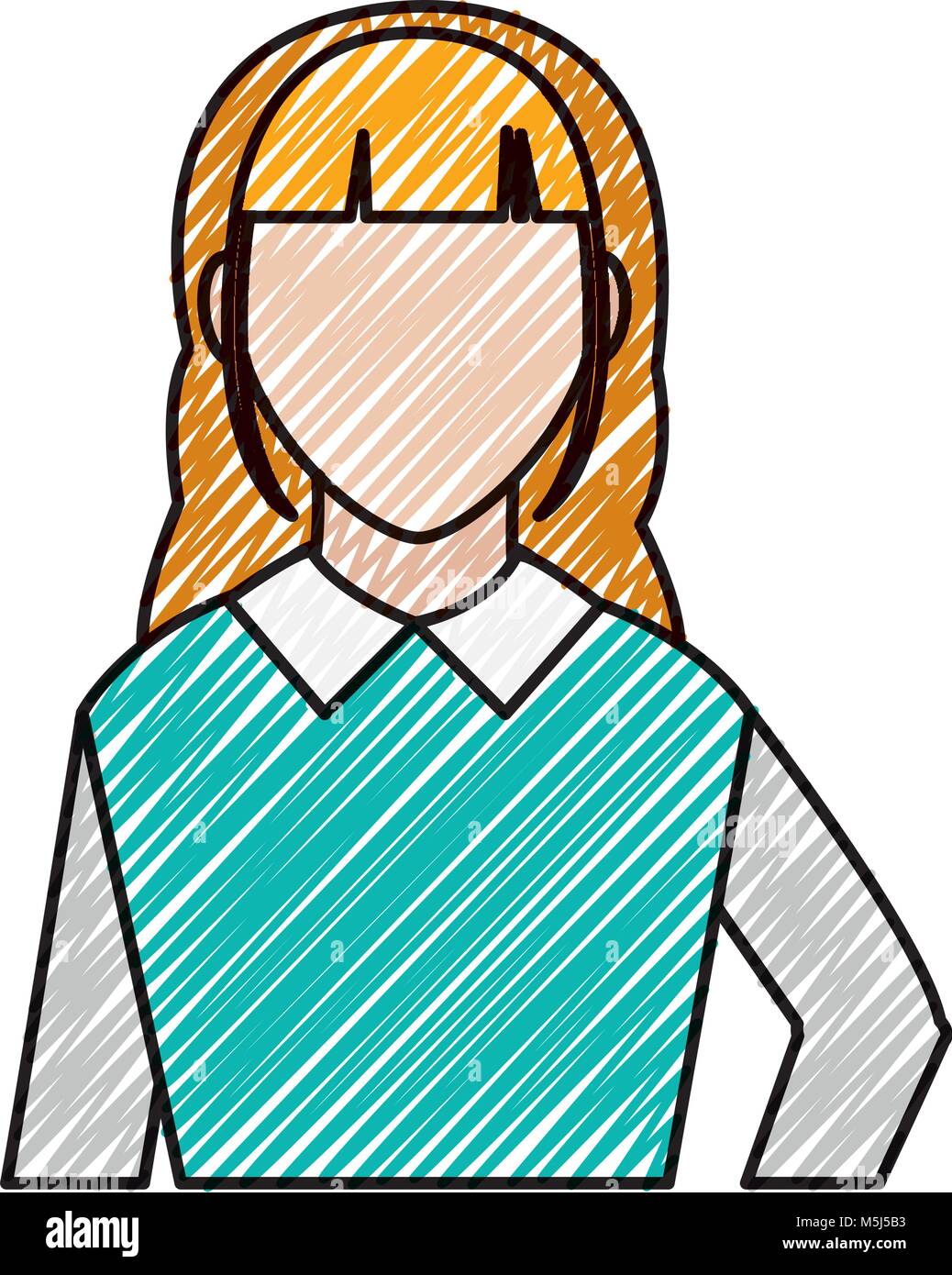 doodle avatar woman with elegant blouse and hairstyle vector ...