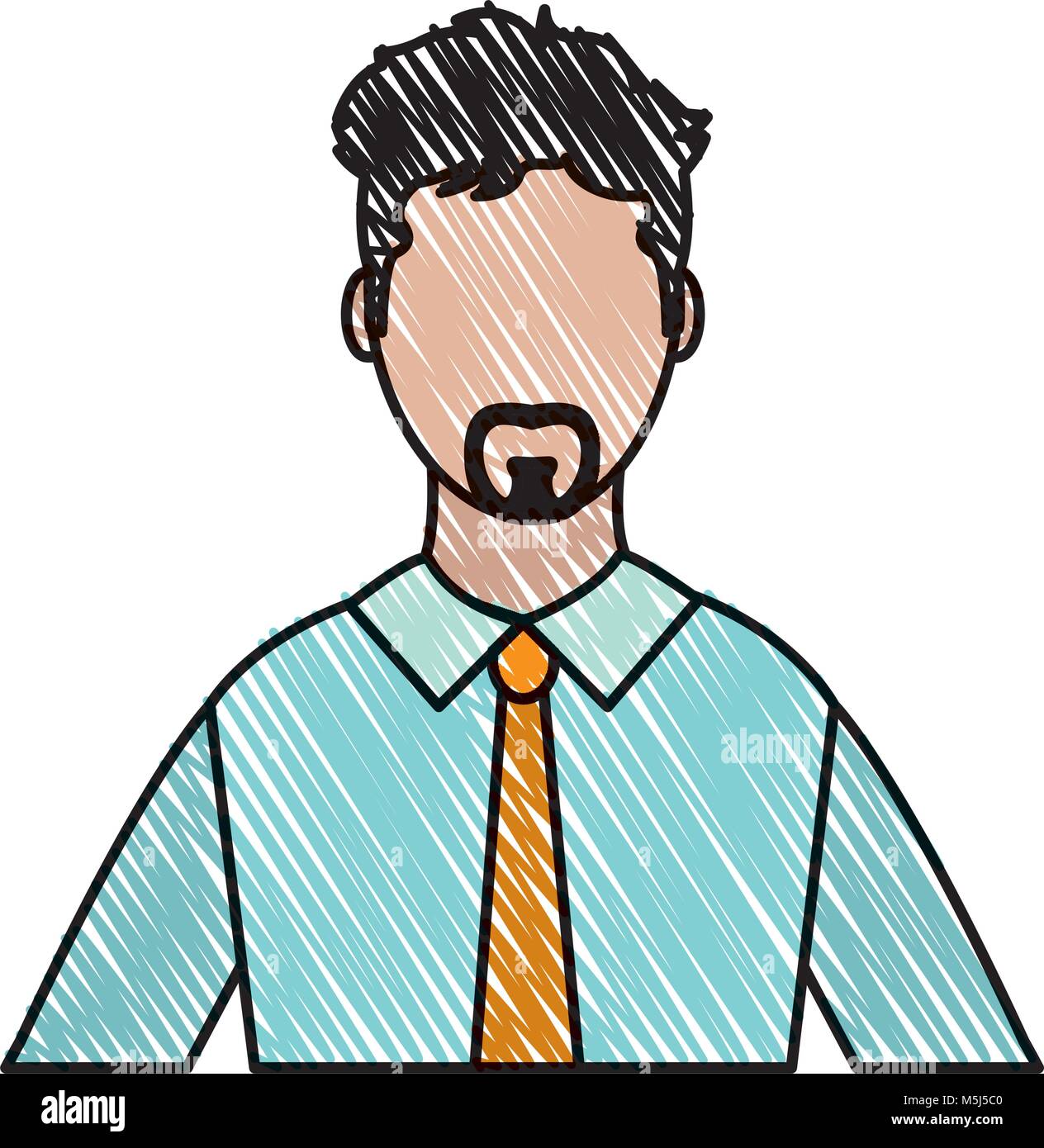 doodle profile man with elegant shirt and hairstyle vector illustration ...
