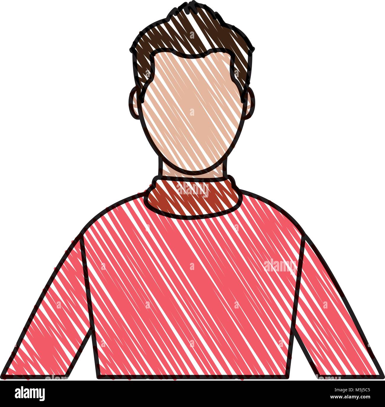 doodle profile man with hairstyle design and shirt vector illustration ...