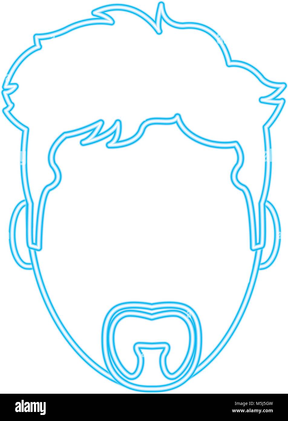 neon line avatar man head with default face vector illustration Stock ...