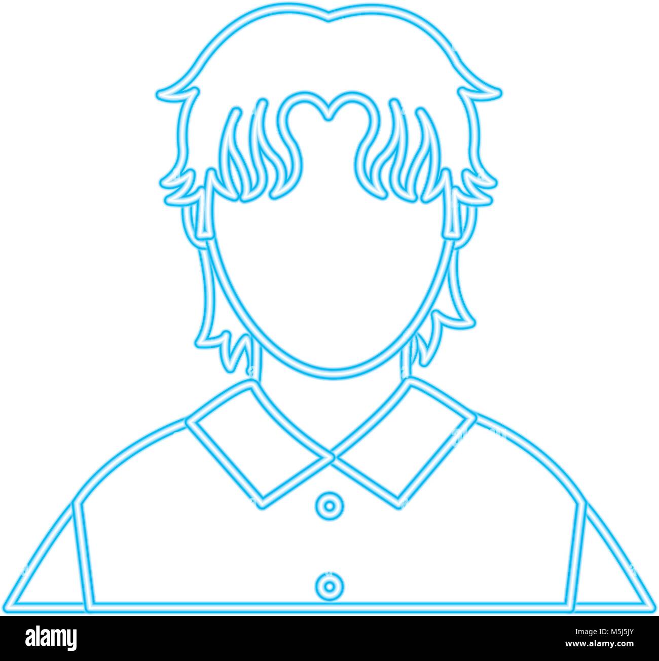 neon line avatar man with default face and shirt vector illustration ...