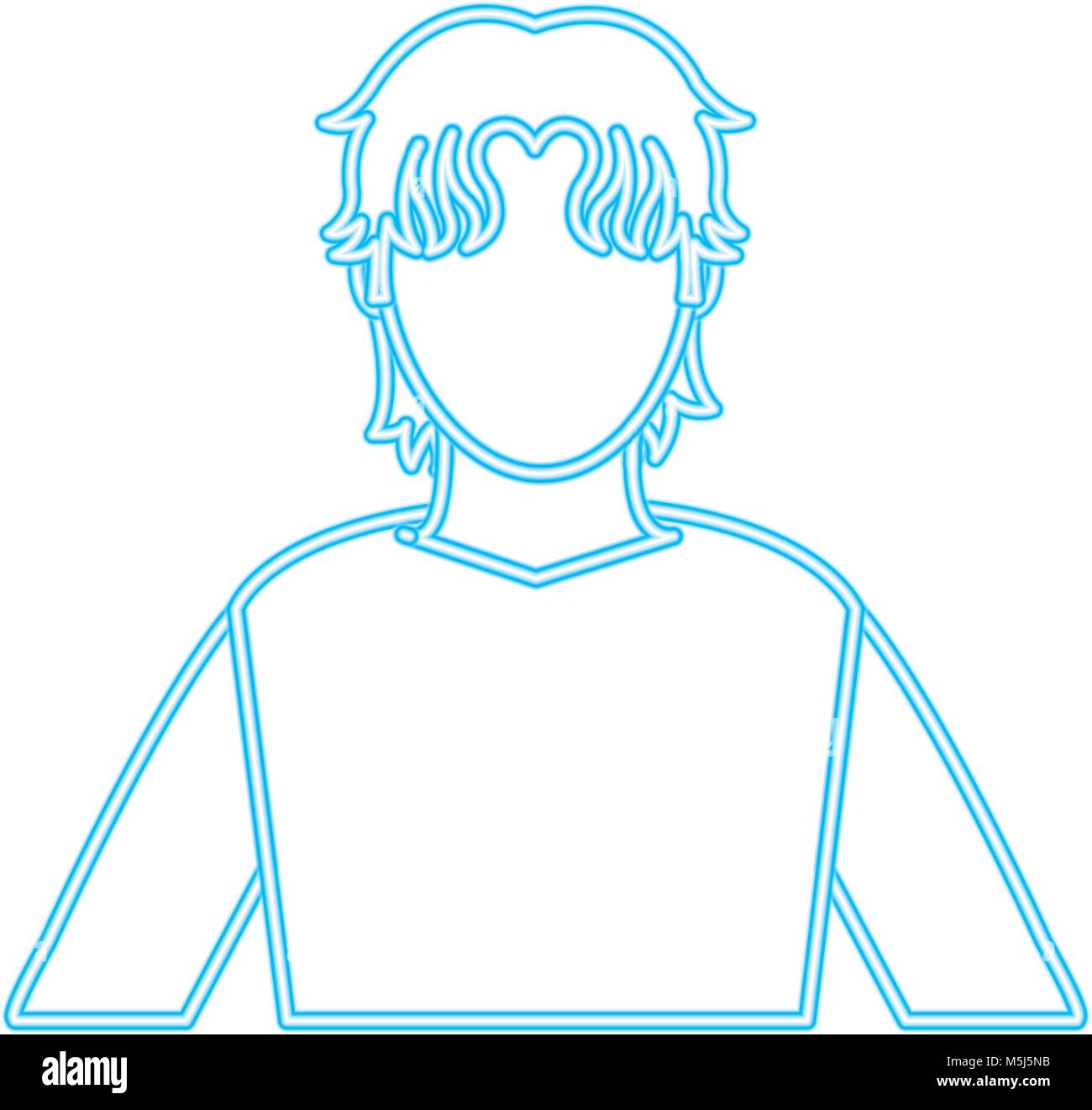 neon line profile man with shirt and hairstyle design vector ...