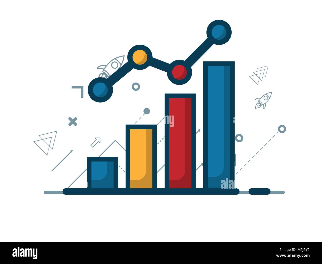 illustration of growth graph with growth arrow, business concept vector ...