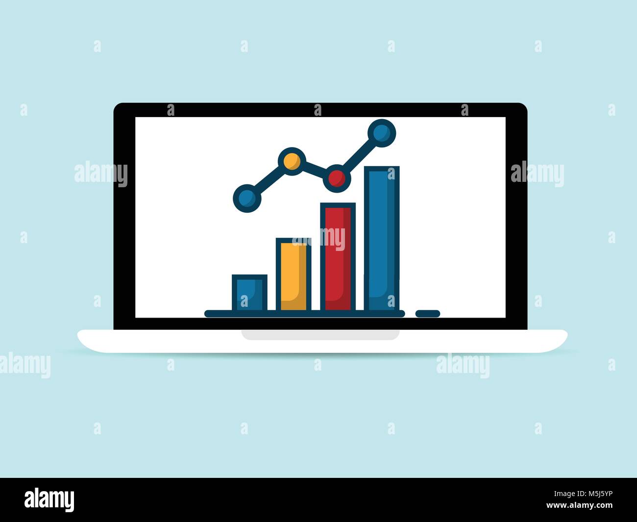 illustration of laptop with growth graph vector background Stock Vector ...